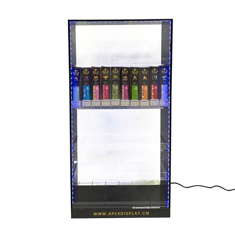 Custom 5 Tiers Countertop Tobacco Vape Display Stand with RGB Led