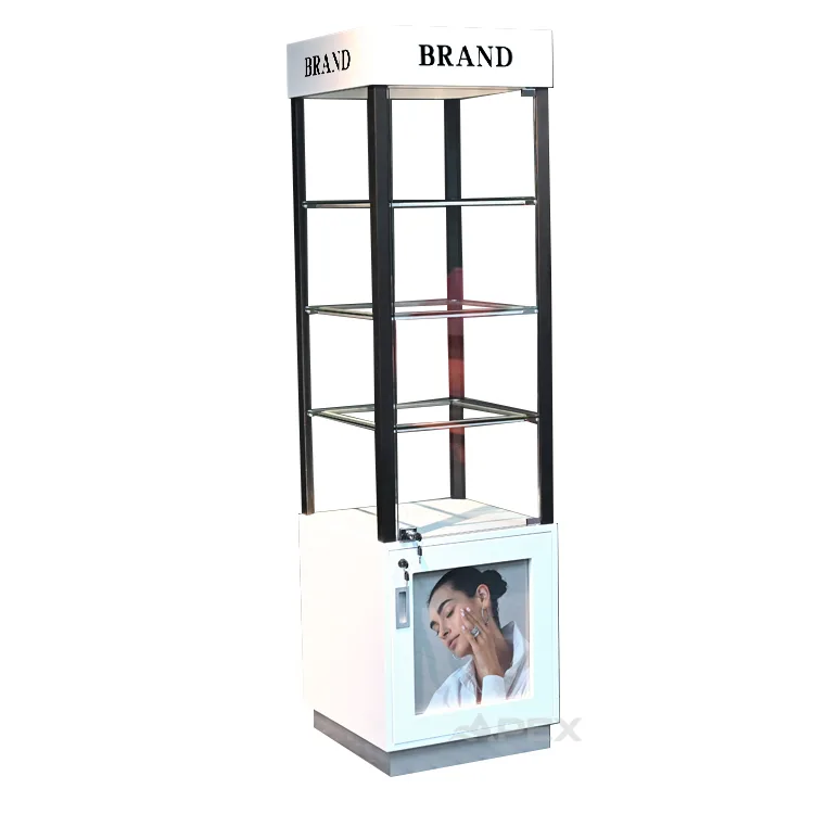 Led Floor Standing Jewelry Metal Display Stand with Lockable Storage ...