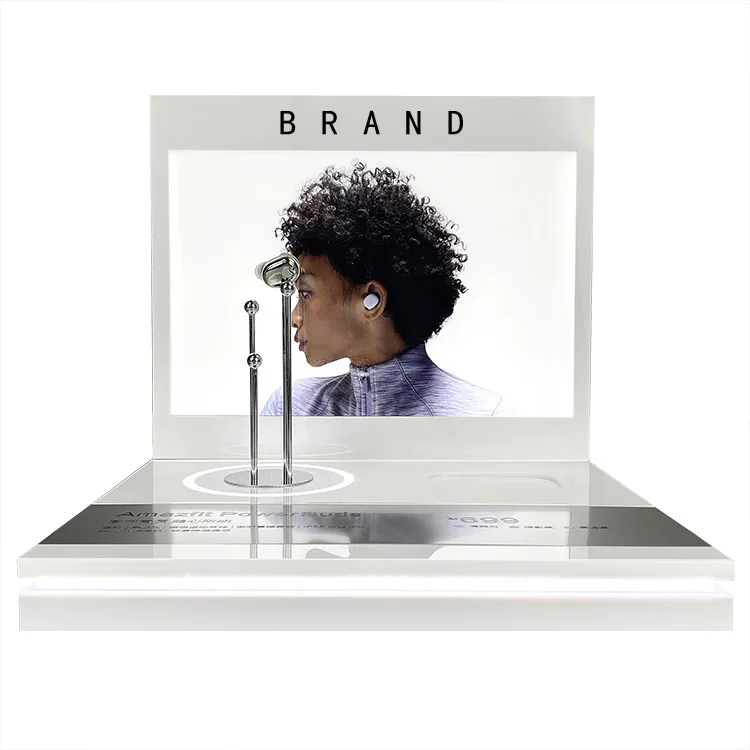 Led Acrylic Wireless Earphone Display Stand Counter Earphone Display Rack