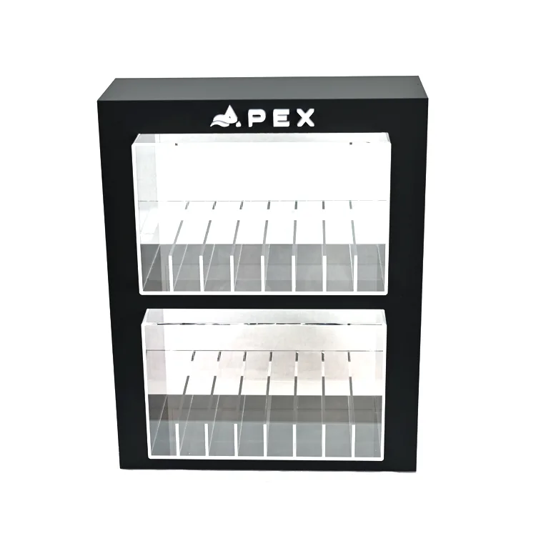 2 Tiers Tobacco Counter Top Acrylic Smoke Display Rack with LED