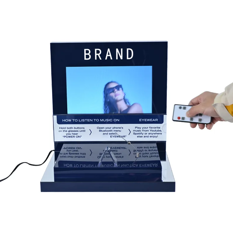 L Shape Countertop Eyeglasses Display Stand with LCD Screen