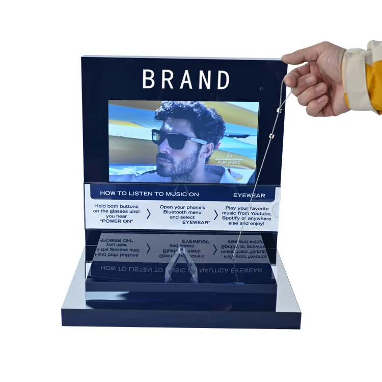 L Shape Countertop Eyeglasses Display Stand with LCD Screen