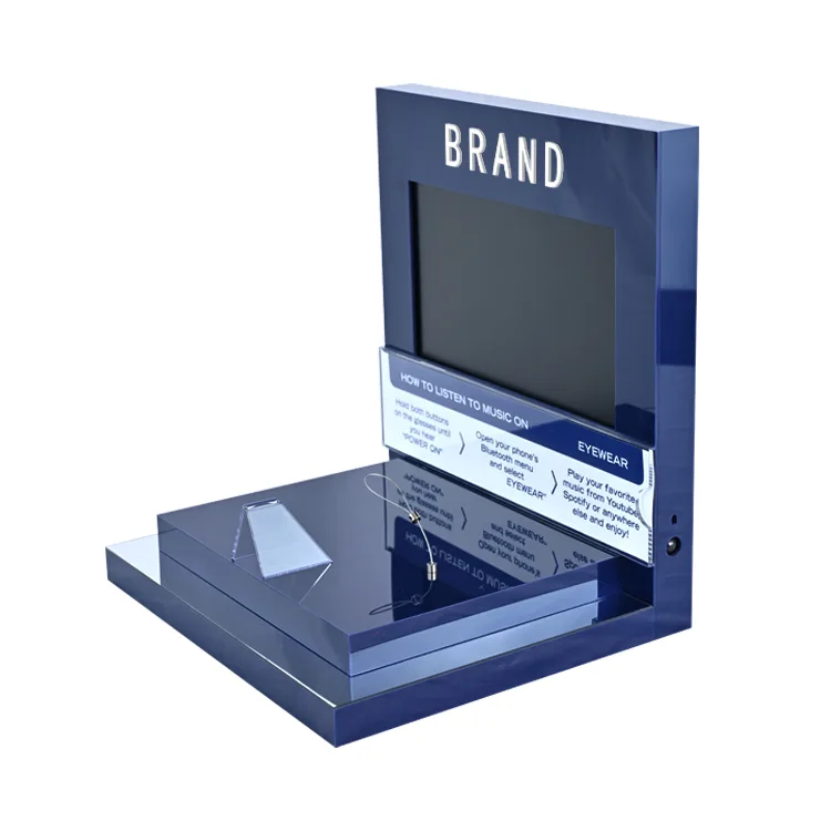 L Shape Countertop Eyeglasses Display Stand with LCD Screen