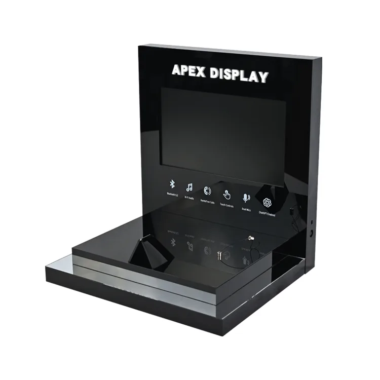 Detachable L Shape Eyeglasses Display Stand with LCD Screen