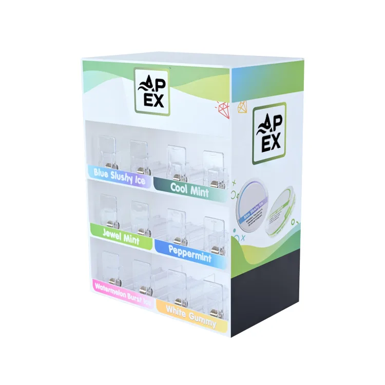 Double Sides 3 Tiers Countertop Acrylic Pouch Display Rack