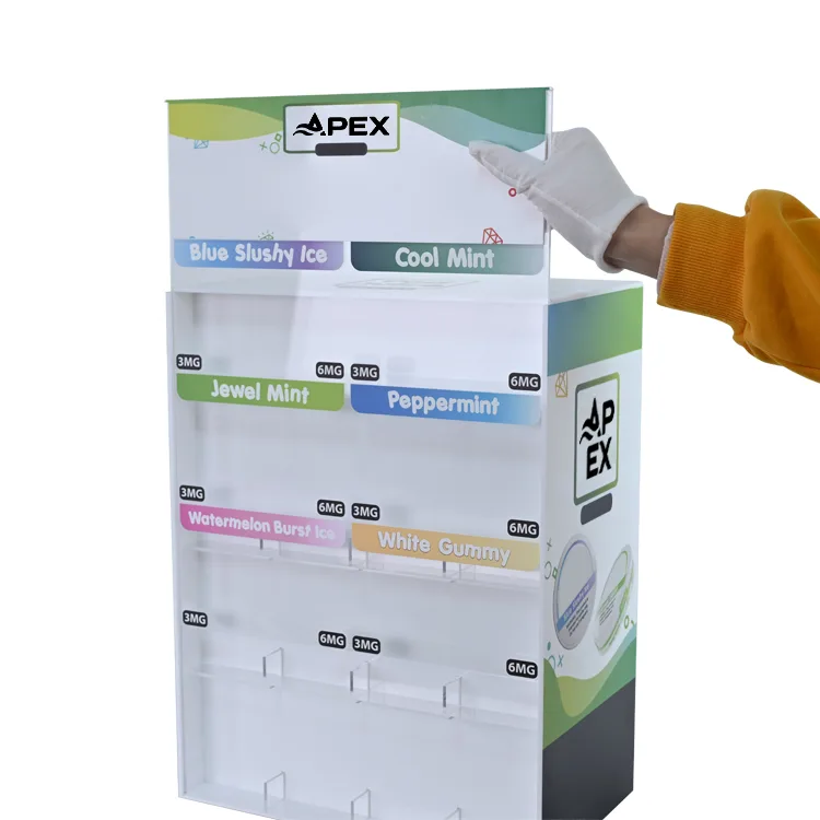 Double Sides 3 Tiers Countertop Acrylic Pouch Display Rack