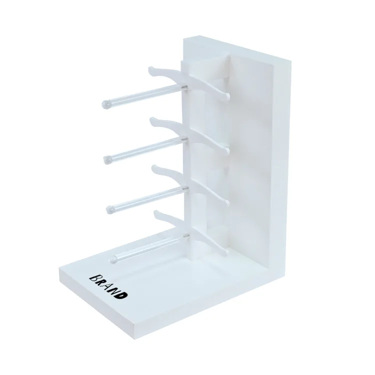 Detachable White Acrylic 4 Tiers Countertop Glasses Display Stand