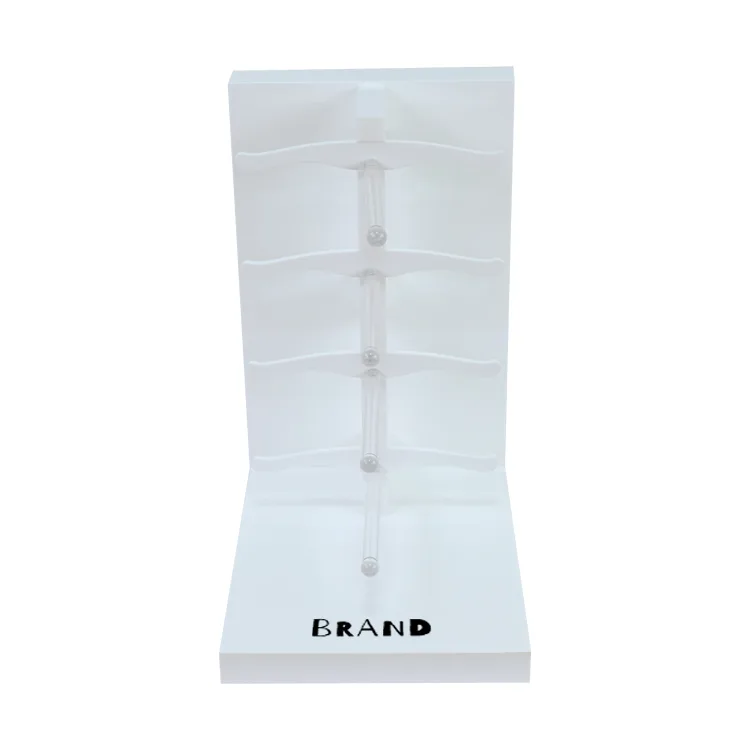 Detachable White Acrylic 4 Tiers Countertop Glasses Display Stand