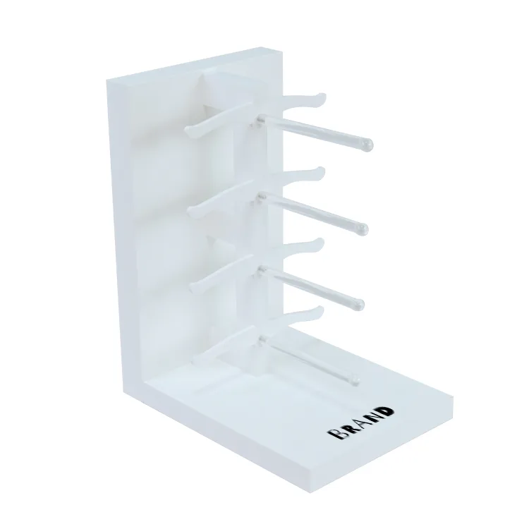 Detachable White Acrylic 4 Tiers Countertop Glasses Display Stand
