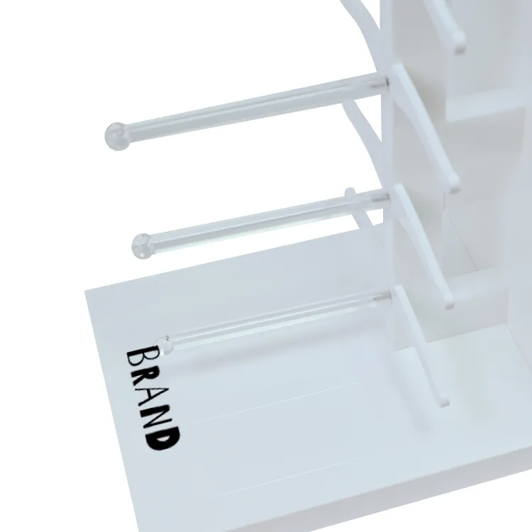 Detachable White Acrylic 4 Tiers Countertop Glasses Display Stand
