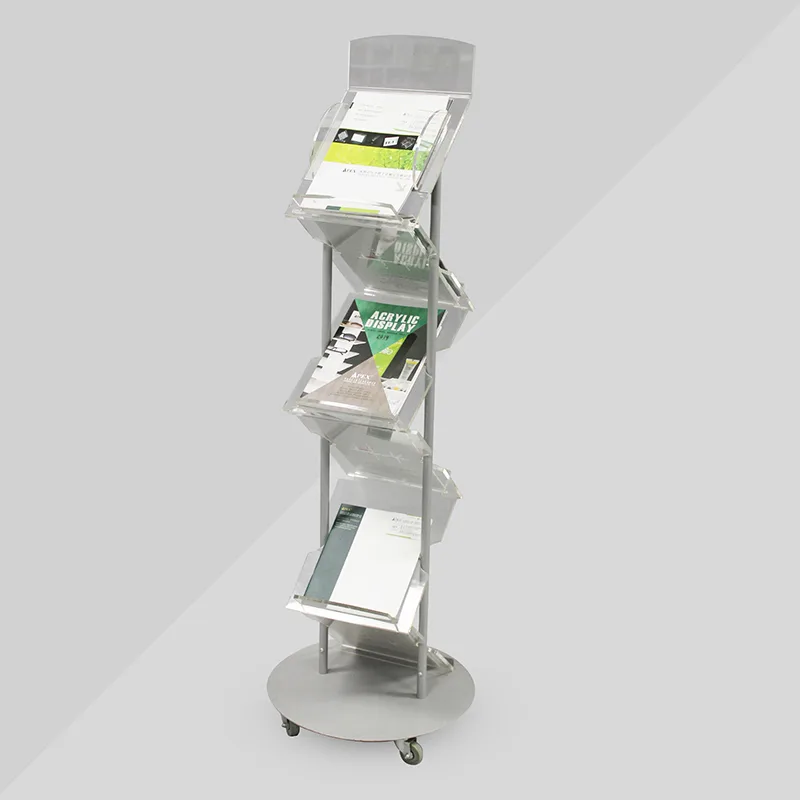 Acrylic portable Magazine Rack A4 Brochure Holder Display Stand