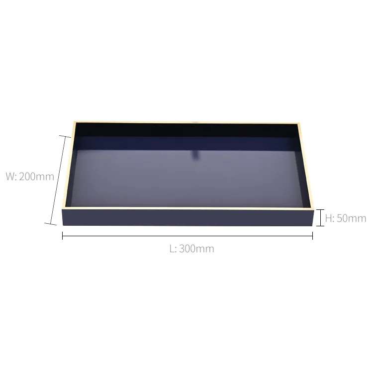 Custom Classic Gold Pating Edge Acrylic Serving Tray