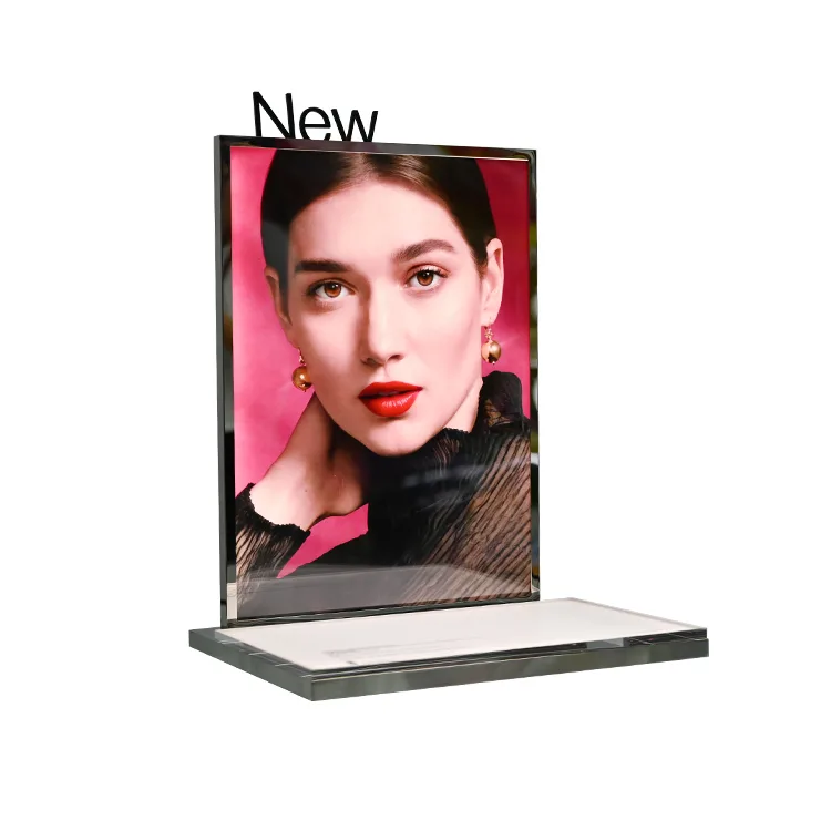 Stainless Steel Frame Led L-shaped Acrylic Cosmetic Display Rack
