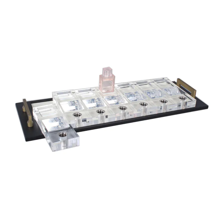 Acrylic Countertop Perfume Trial Display Rack with Metal Tray