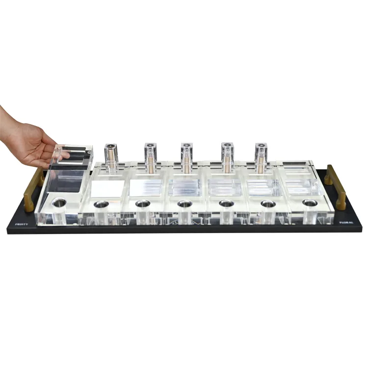 Acrylic Countertop Perfume Trial Display Rack with Metal Tray