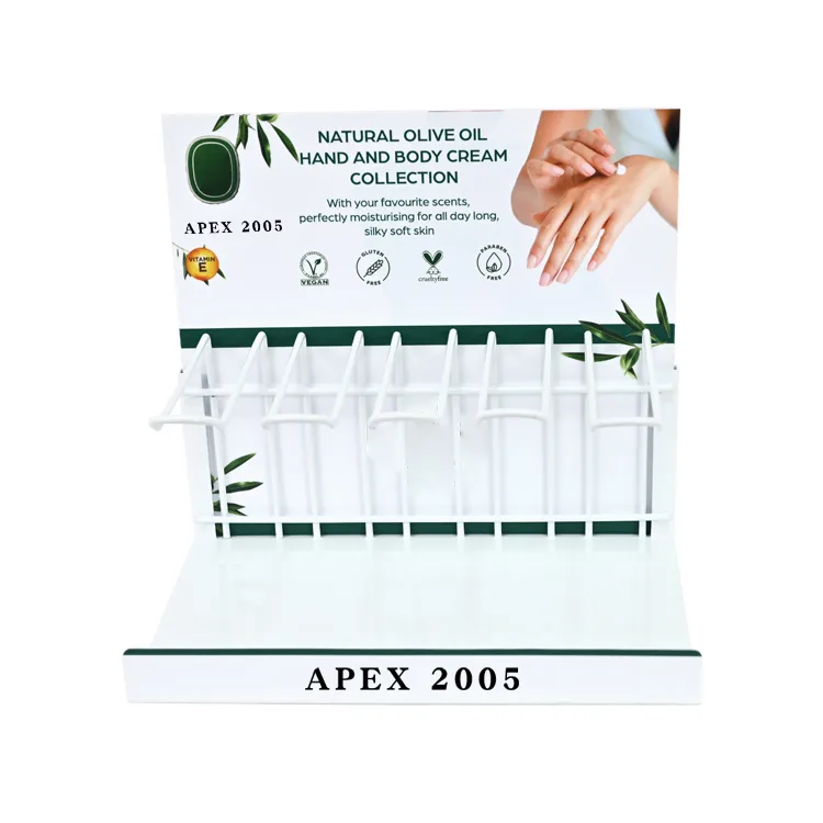 Custom Metal Countertop Hand Cream Display Stand with Hook