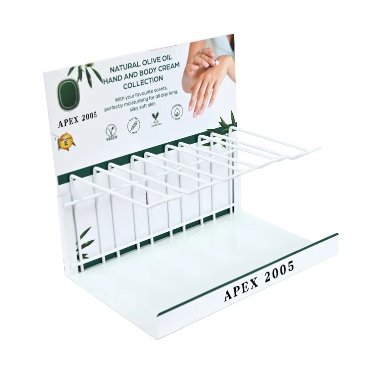 フック付きカスタムメタルカウンタートップハンドクリームディスプレイスタンド