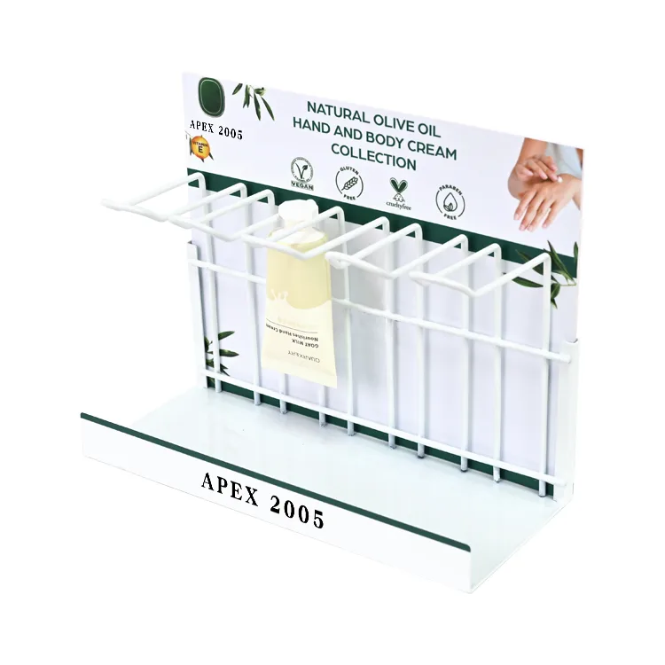 Small Metal Countertop Hand Cream Display Stand with Wire Hook