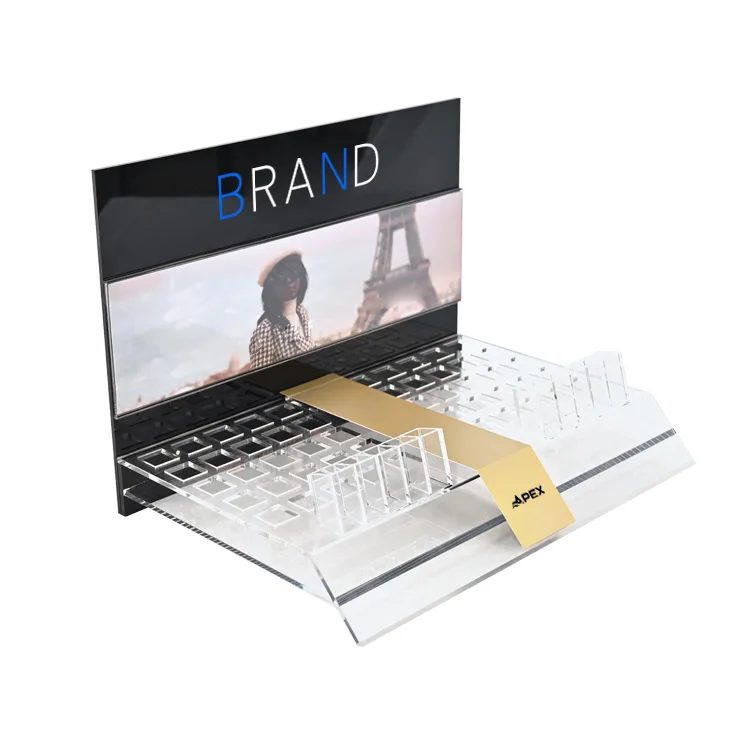 Custom L Shape Detachable Acrylic Lipgloss Display Rack with Slot