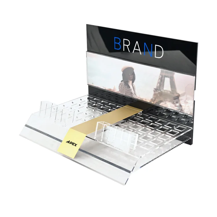 Custom L Shape Detachable Acrylic Lipgloss Display Rack with Slot