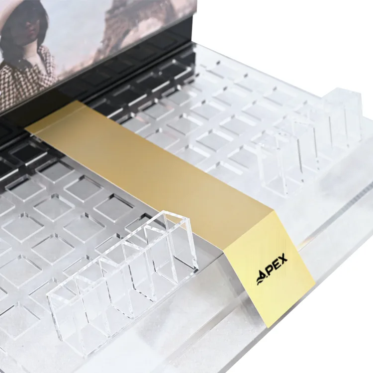 Custom L Shape Detachable Acrylic Lipgloss Display Rack with Slot