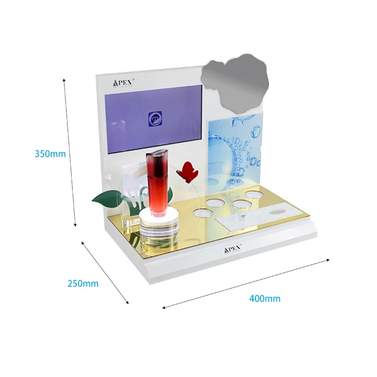L Shape Acrylic Smart Cosmetic Display Stand with LCD Screen