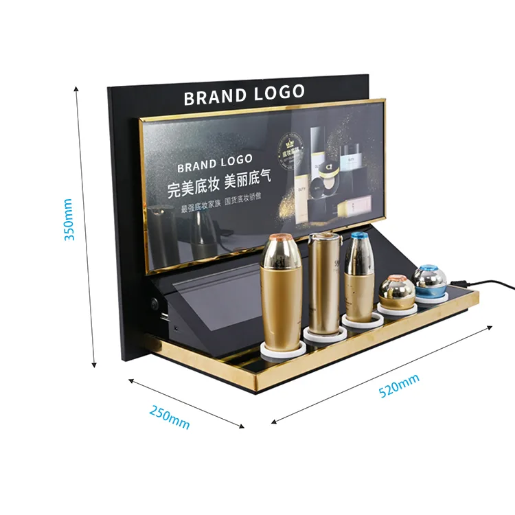 Metal Acrylic Cosmetic Display Stand with Sensor and LCD Screen