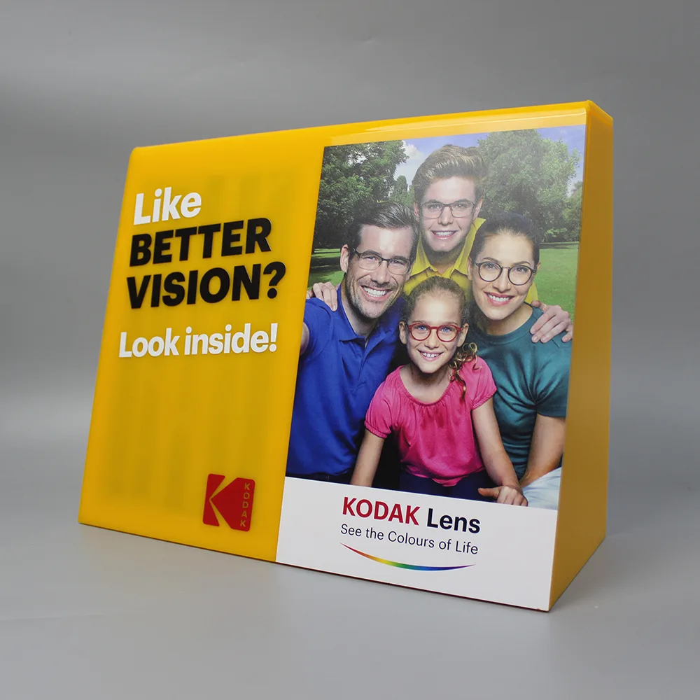 Trapezoid Countertop Eyeglass Display Rack with Mirror