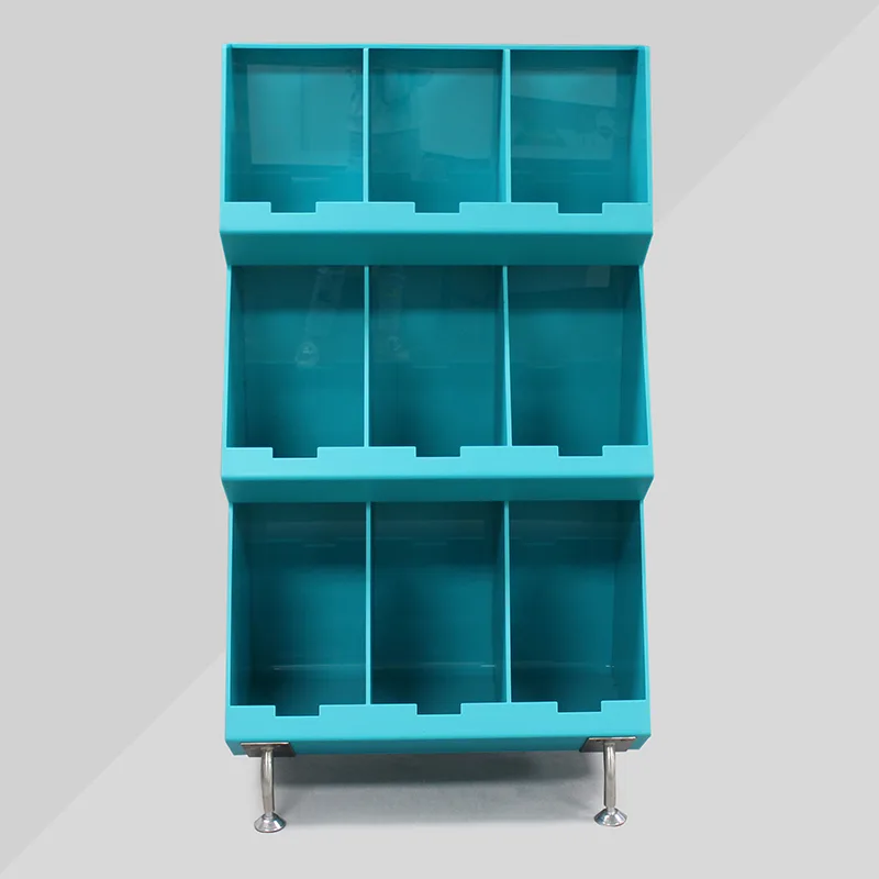 Acrylic 9 Cells Open Garbage Sorting Bin with Universal Wheels