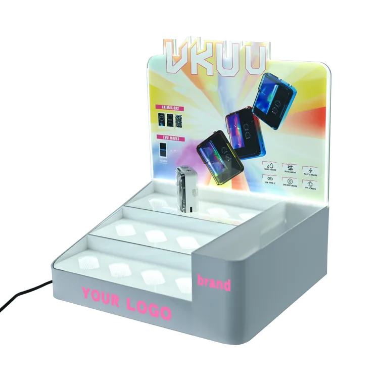 Detachable Countertop Acrylic Vape Trial Sample Station with Led