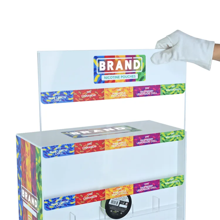 Double Sides Countertop Acrylic Pouch Display Stand for Smoke