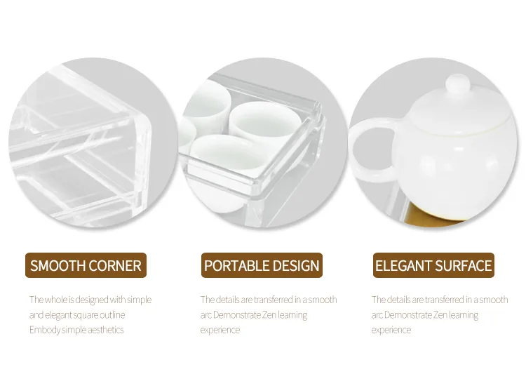 Portable Travel Rectangular Clear Acrylic Tea Set Storage Suit