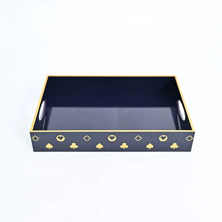 Acrylic Gold Poker Pattern Tray Sets