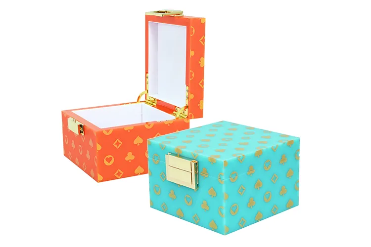 Square Acrylic Jewelry Storage Box with Metal Buckle Lock