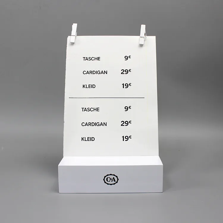 Detachable MDF Menu Sign Holder with Clips