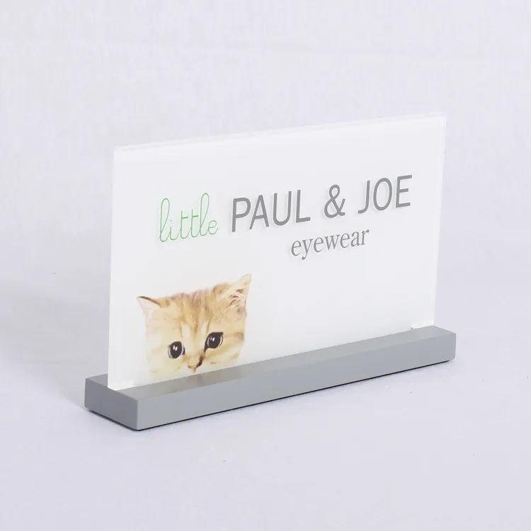 T Shape Acrylic Brand Reminder Sign Holder with MDF Base