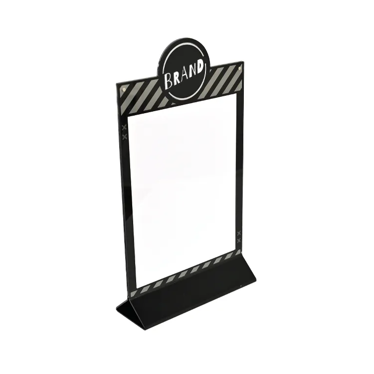 Custom Acrylic T Shape Table Top POP Display Sign Holder