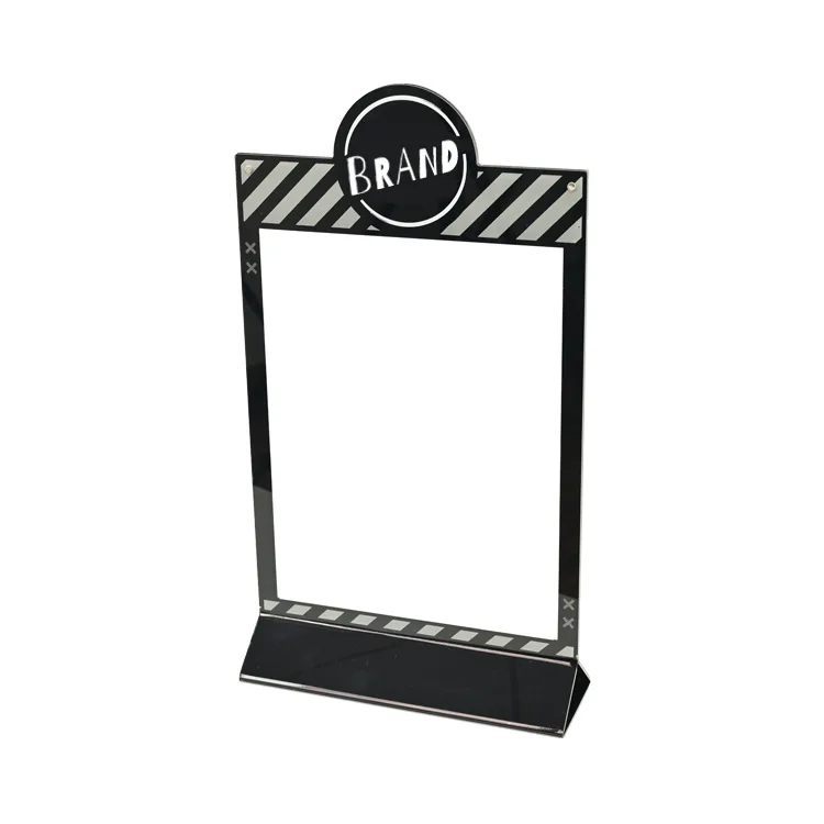 Custom Acrylic T Shape Table Top POP Display Sign Holder