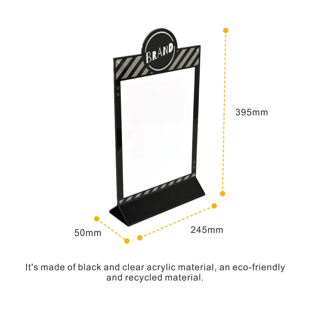 Custom Acrylic T Shape Table Top POP Display Sign Holder
