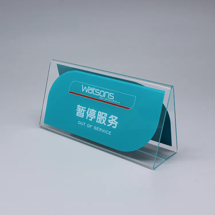 Counter Top Service Reminder Triangle Acrylic Sign Holder