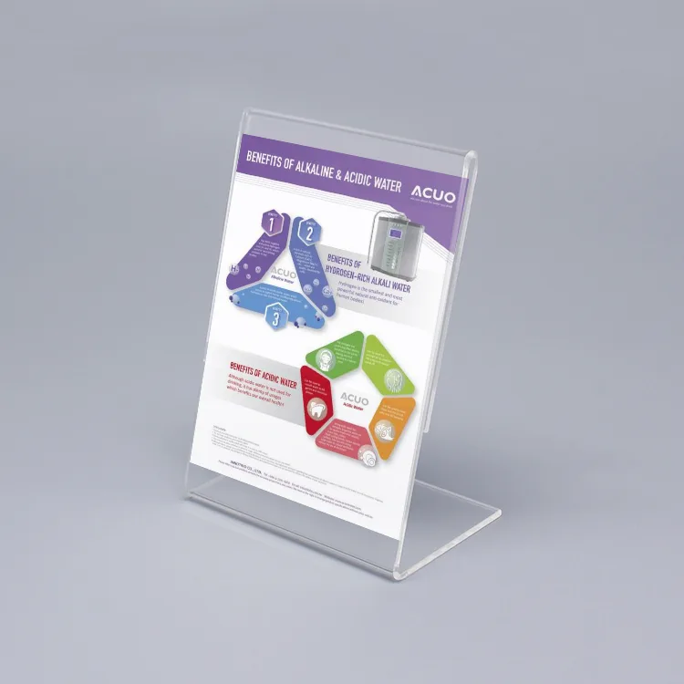 Oblique L-shaped A4 Acrylic Tabletop Poster Sign Holder