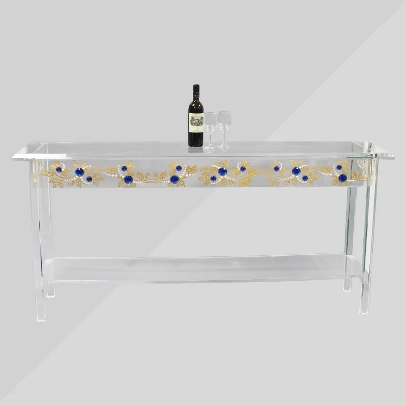 Carving Pattern Transparent Long Table Acrylic Furniture