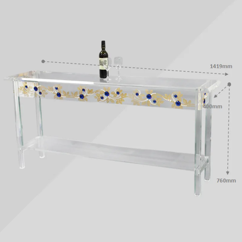Carving Pattern Transparent Long Table Acrylic Furniture