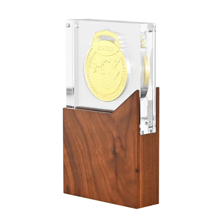 Wooden Base Memorial Trophy Acrylic Honor Trophy