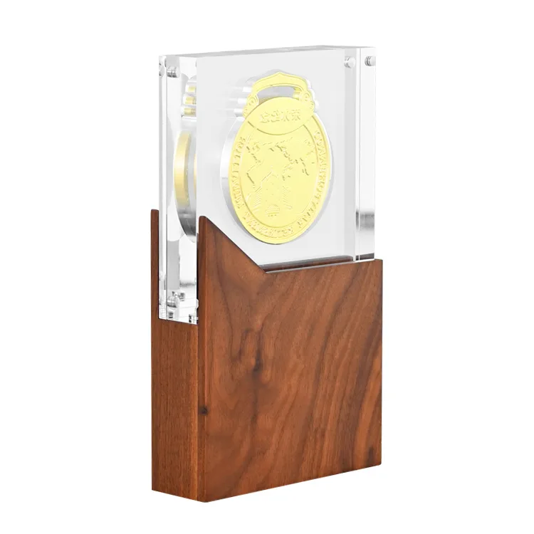 Wooden Base Memorial Trophy Acrylic Honor Trophy