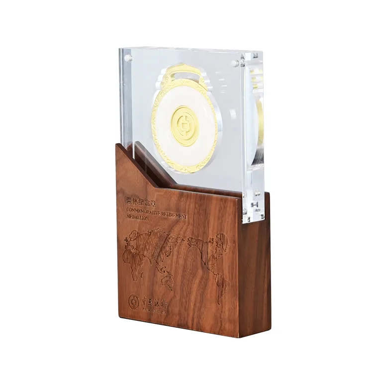 Wooden Base Memorial Trophy Acrylic Honor Trophy