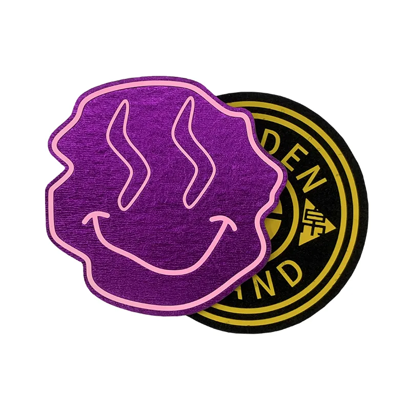 Suede & Silicon printing badges smile print woven badges custom ...