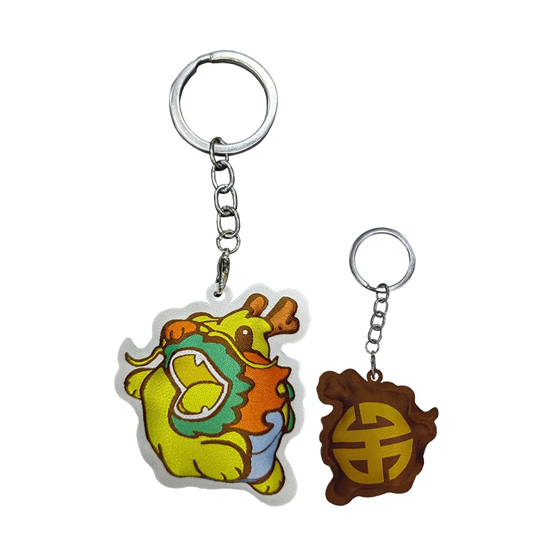 Cartoon Dragon 3D Fluffy Woven Label Keychains Digital Woven Label ...