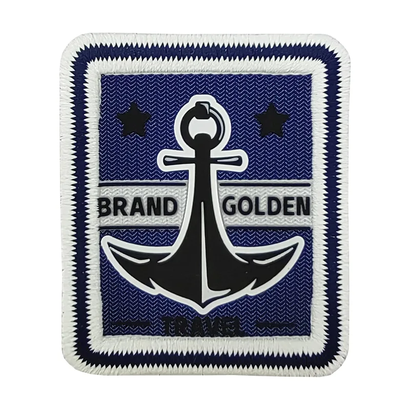 Woven & Silicone Printing & Embroidery Rudder Anchor Pattern Velcro ...
