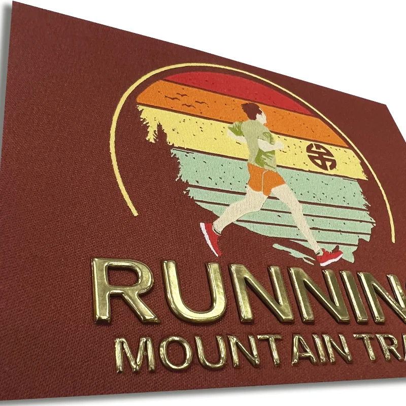 RUNNING TPU High Frequency Heat Transfer Woven Badges Custom 3D ...